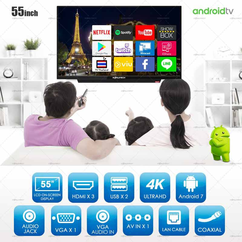 Worldtech 4K Analog Smart TV ขนาด 55 นิ้ว รุ่น WT-LED5501SM ...