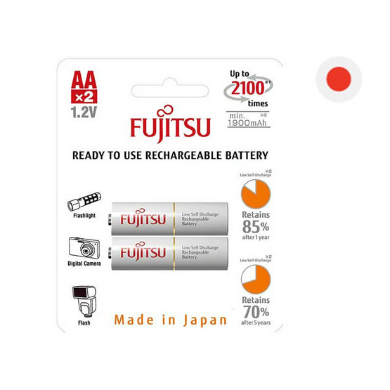 Fujitsu ถ่านชาร์จ HR-3UTCEX(2B) ขนาด AA Pack 2 White Standard Capacity ...