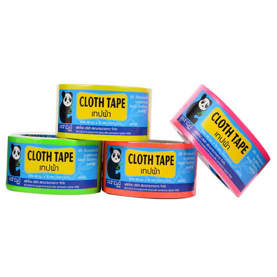 Panda Tape เทปผ้า 48มม.x10หลา คละสีสะท้อนแสง (แพ็ค12ม้วน) - คละสี ...