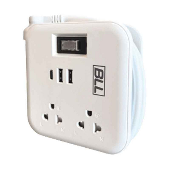 BLL ปลั๊กไฟ 1 สวิตต์ 2 ช่อง 2 USB 1 Type C สายยาว 1 เมตร รุ่น B80 - ThaiPick