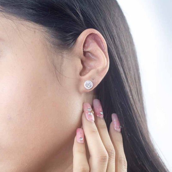 Beauty Jewelry ต่างหูเงินแท้ 92.5% ประดับเพชร CZ รุ่น ES2033-RR เคลือบ ...